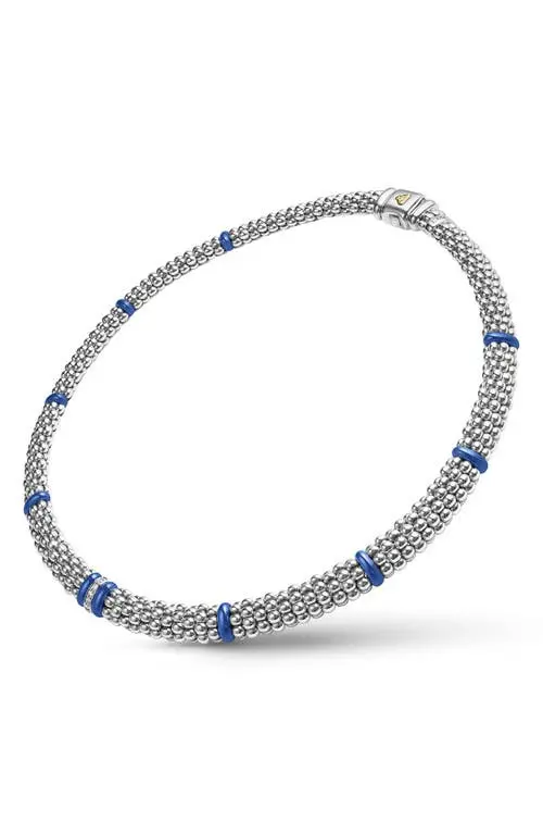 Lagos Blue Caviar Diamond Station Necklace
