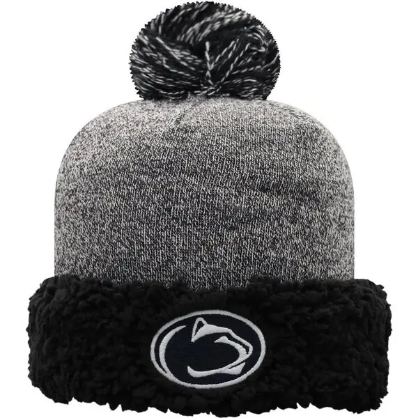 Top Of The World Penn State Nittany Lions Snug Cuffed Knit Hat With Pom - Black