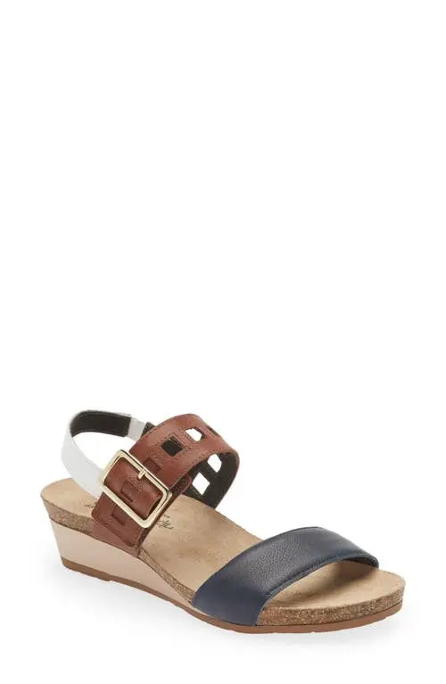 Naot Dynasty Wedge Sandal - Ink/soft Chestnut/white