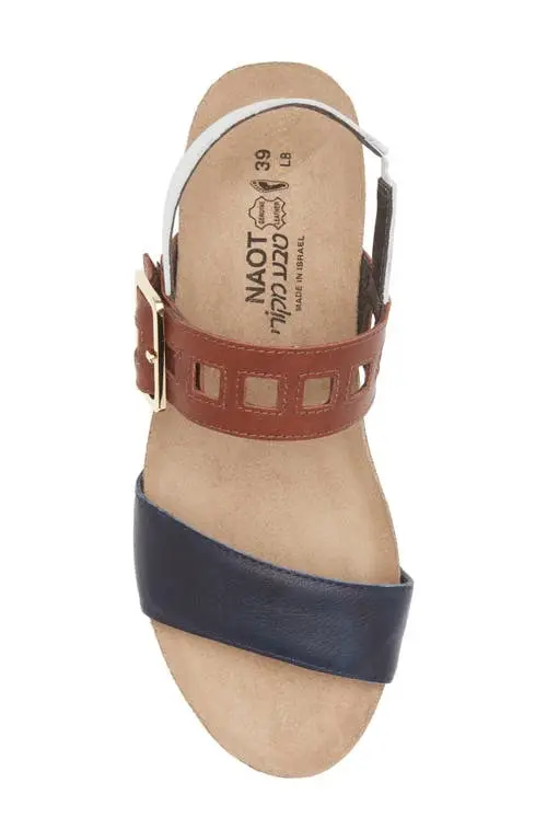 Naot Dynasty Wedge Sandal - Ink/soft Chestnut/white