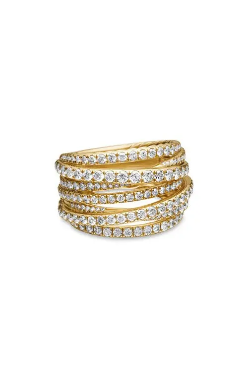 David Yurman Pavé Crossover Ring - 18k Yellow Gold