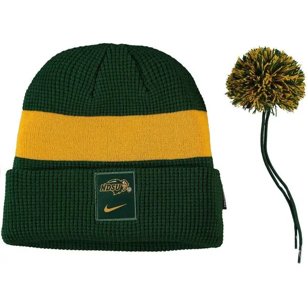 Nike Ndsu Bison Logo Sideline Cuffed Knit Hat With Pom