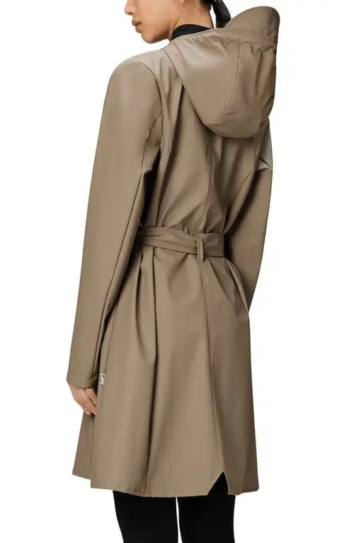 Rains Curve Waterproof Belted Jacket - Beige