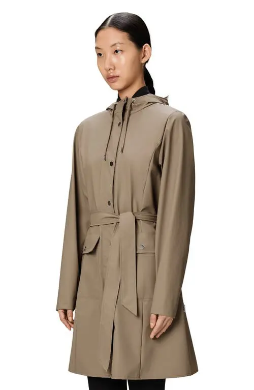 Rains Curve Waterproof Belted Jacket - Beige