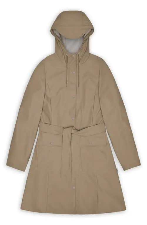 Rains Curve Waterproof Belted Jacket - Beige