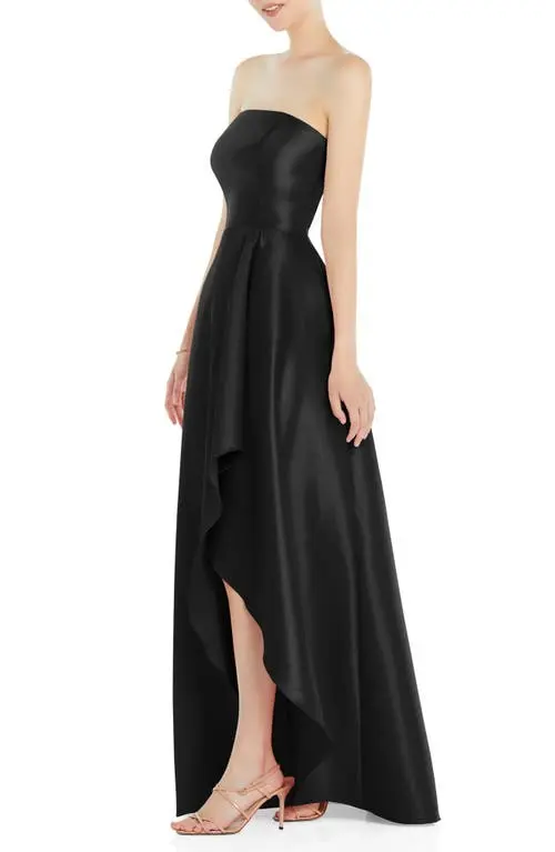 Alfred Sung Strapless Satin Gown - Black
