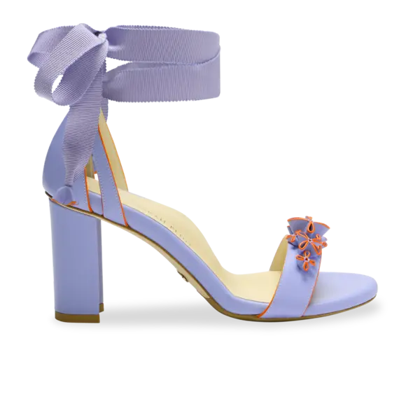 Sarah Flint Perfect Block Sandal 90 - Periwinkle Calf & Orange Painted
