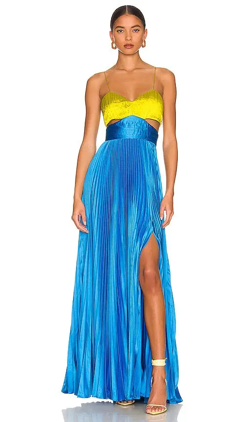 Amur Elodie Gown In Citrine Green & Aquarius Blue - 40% Off | Editorialist