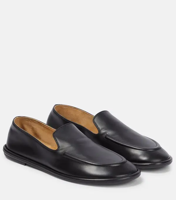 THE ROW Canal Leather Loafers - Black