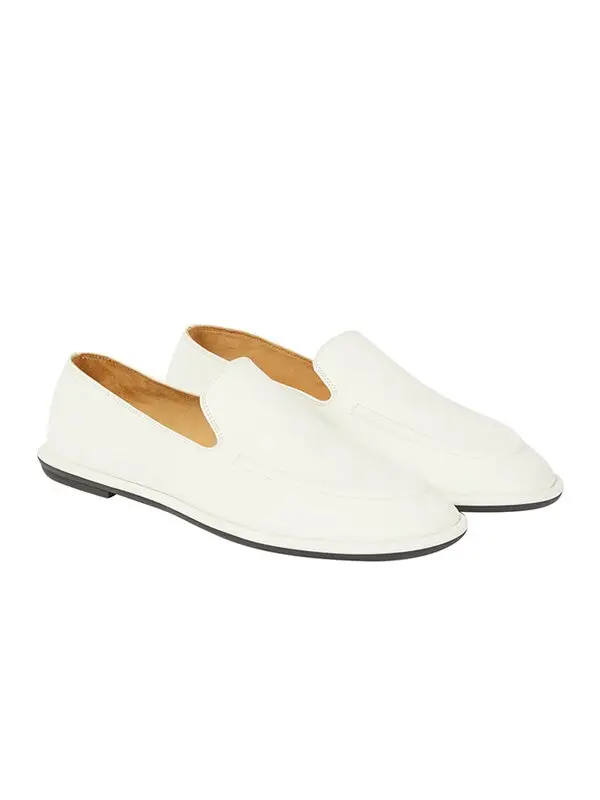 THE ROW Canal Leather Loafers - White