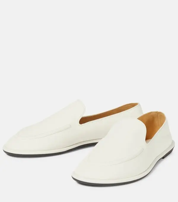 THE ROW Canal Leather Loafers - White