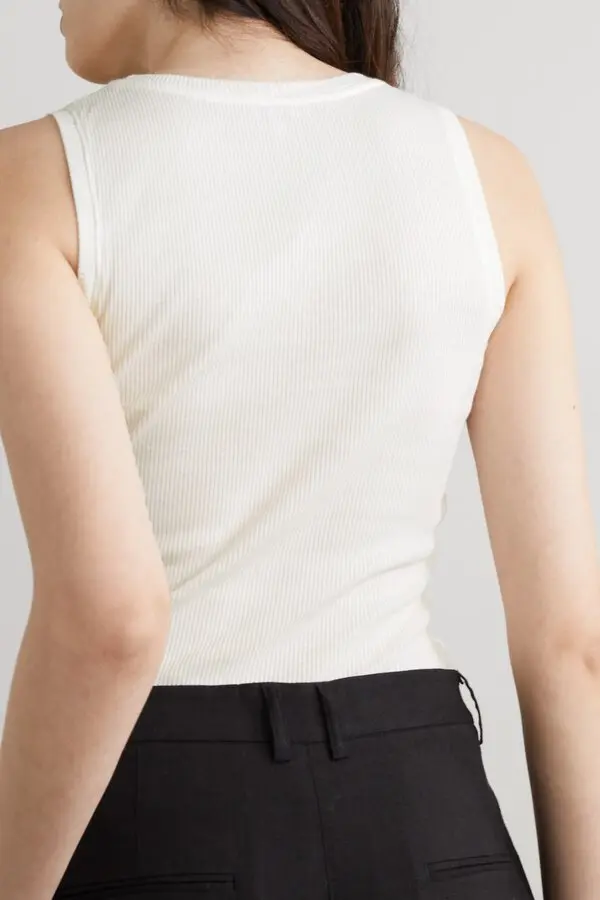Loewe Embroidered Ribbed Cotton-blend Tank