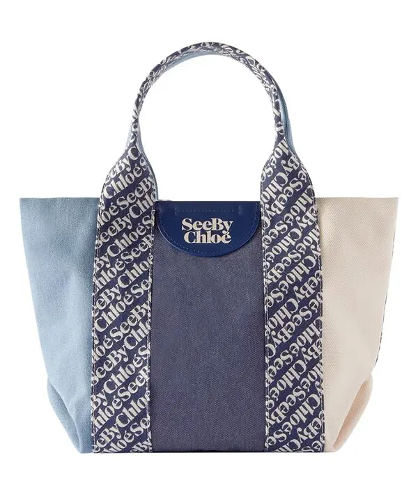 See By Chloé Laetizia Leather-trimmed Paneled Denim Tote