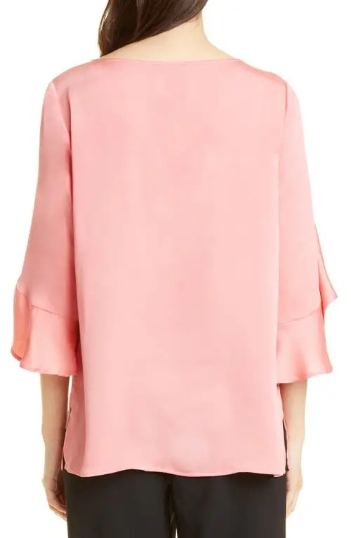Misook Crêpe De Chine Ruffle Sleeve Top