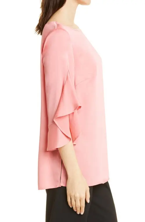 Misook Crêpe De Chine Ruffle Sleeve Top