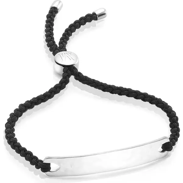 Monica Vinader Sterling Silver Bar Friendship Bracelet - Silver/black