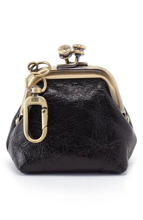 Hobo Run Clip Frame Leather Pouch - Black