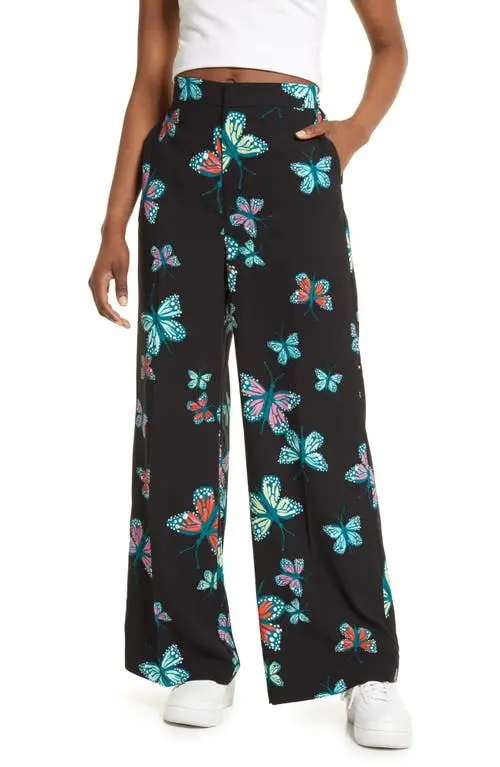 Nordstrom Cristina Martinez Printed Trousers - Black Butterfly Beauty
