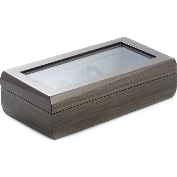 BEY-BERK Lacquered Wood Glasses Storage Case - Grey