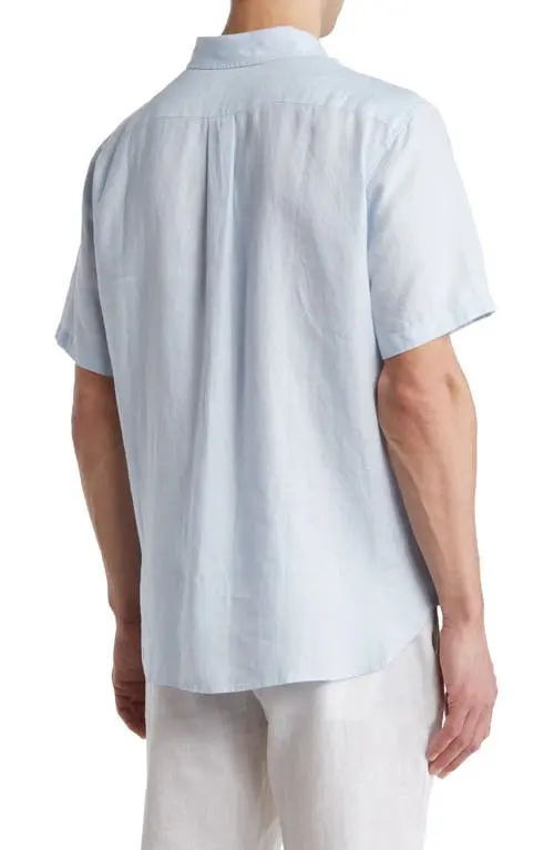 Vince Classic Fit Short Sleeve Linen Shirt - Glacier