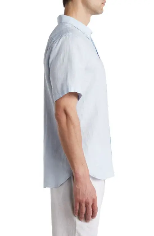 Vince Classic Fit Short Sleeve Linen Shirt - Glacier