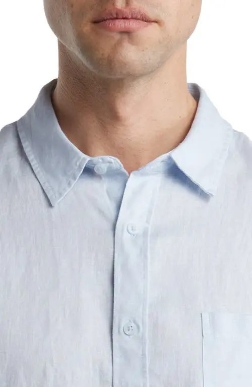 Vince Classic Fit Short Sleeve Linen Shirt - Glacier