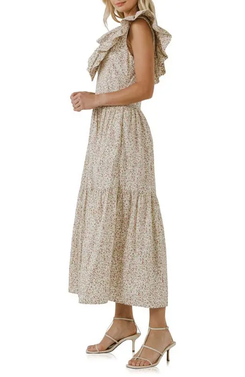 English Factory Floral Ruffle Tiered Midi Dress