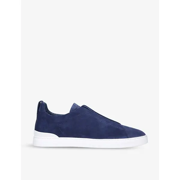Zegna Triple Stitch Low-top Suede Trainers - Blue