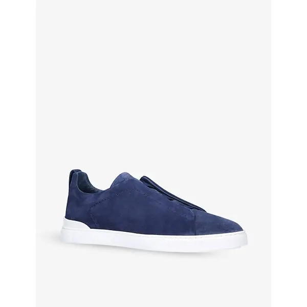 Zegna Triple Stitch Low-top Suede Trainers - Blue