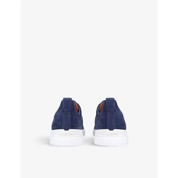 Zegna Triple Stitch Low-top Suede Trainers - Blue