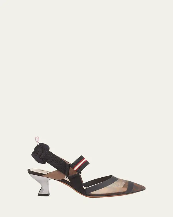 Fendi Colibri Runway Slingback Pumps - Black