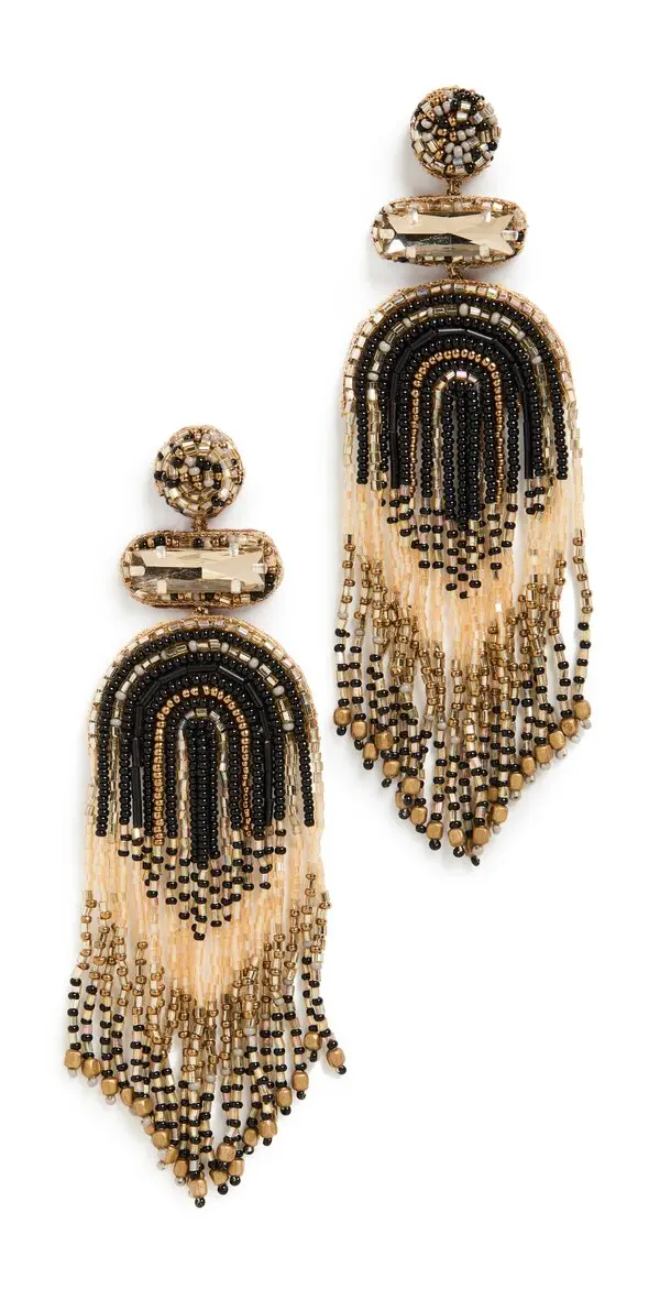 Deepa Gurnani Ishani Tasseled Earrings - Black Multi