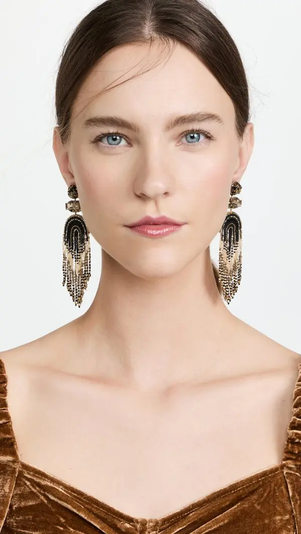 Deepa Gurnani Deepa Ishani Beaded Tassel Earrings - Black Multi