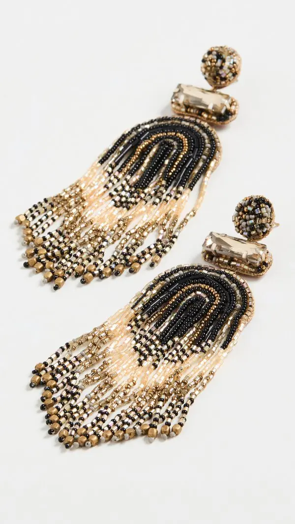 Deepa Gurnani Deepa Ishani Beaded Tassel Earrings - Black Multi