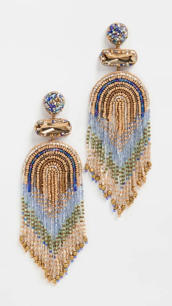 Deepa Gurnani Deepa Ishani Beaded Tassel Earrings - Blue