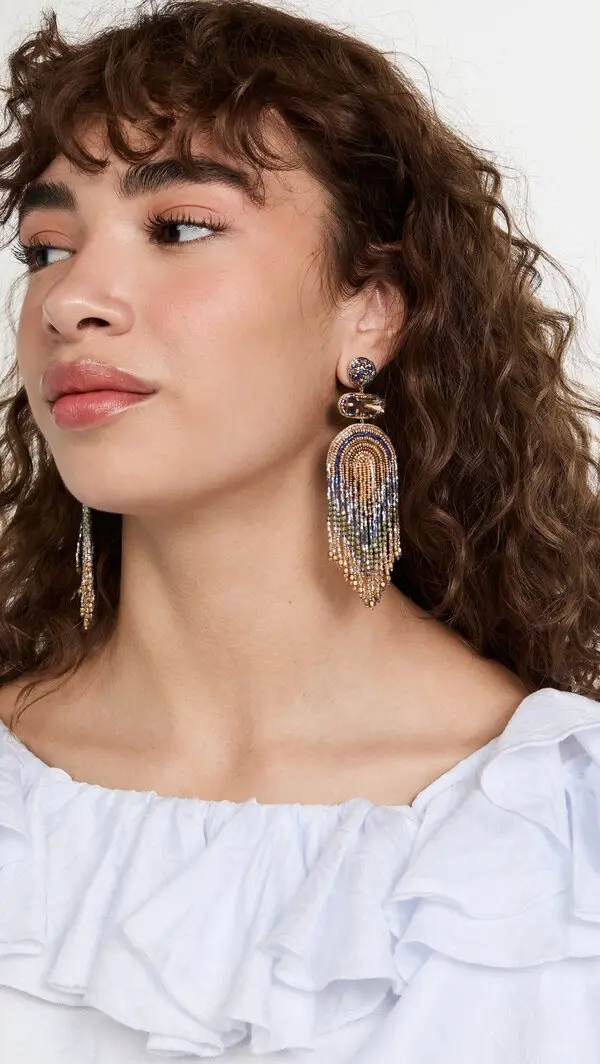 Deepa Gurnani Deepa Ishani Beaded Tassel Earrings - Blue
