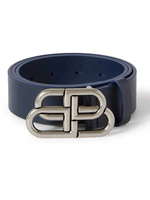 Balenciaga 3.5cm Logo-Embellished Leather Belt - Blue  display picture 3