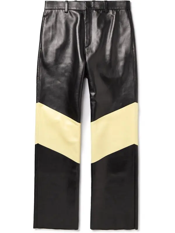 JIL SANDER Straight-leg Panelled Leather Trousers - Black