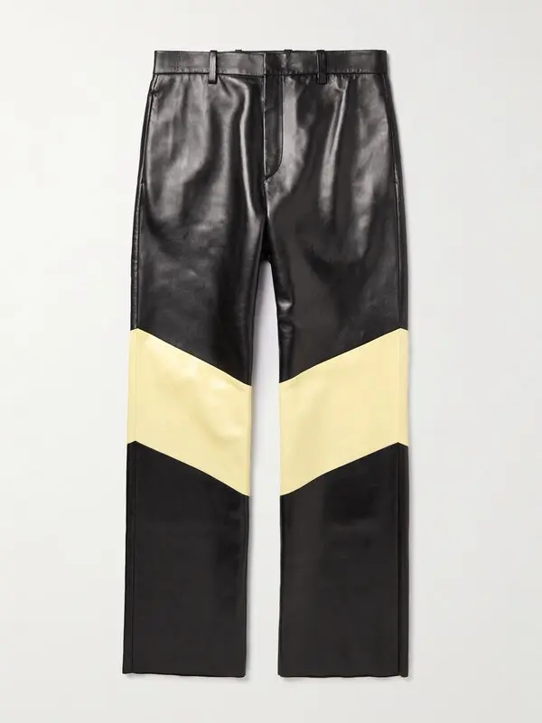 JIL SANDER Straight-leg Panelled Leather Trousers - Black