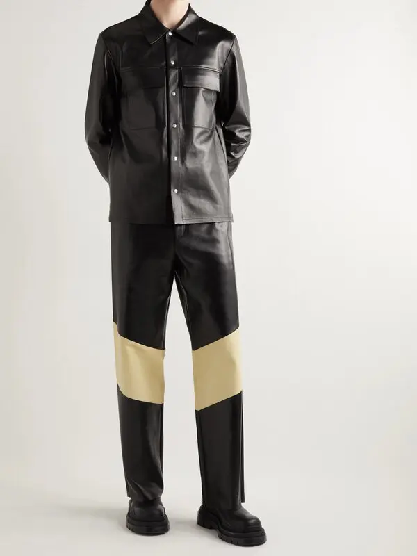 JIL SANDER Straight-leg Panelled Leather Trousers