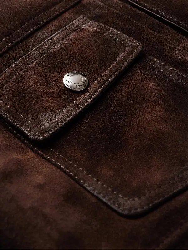 Belstaff Logo-appliquéd Leather-trimmed Suede Trucker Jacket