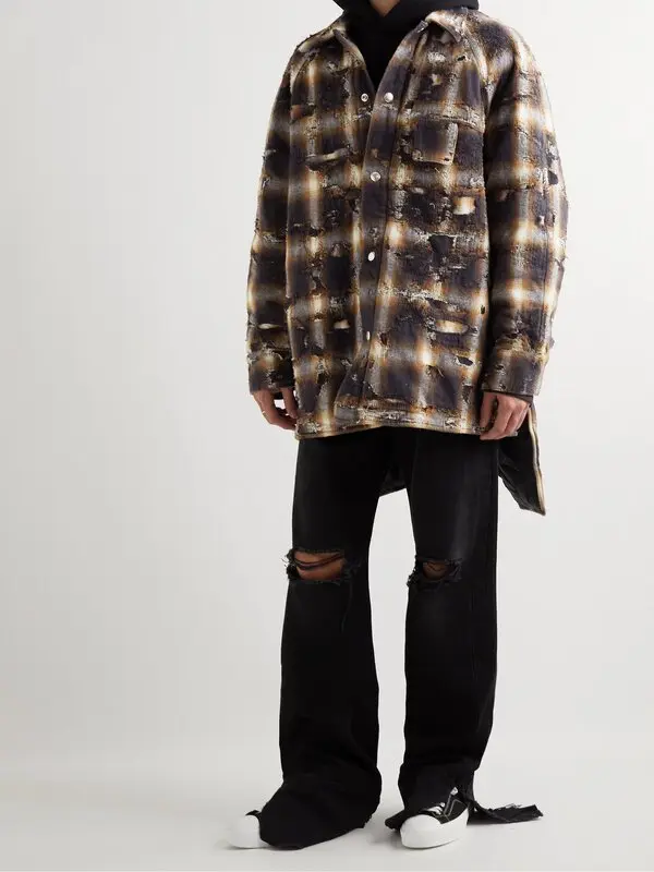 Givenchy Distressed Checked Quilted Cotton-flannel Shirt Jacket