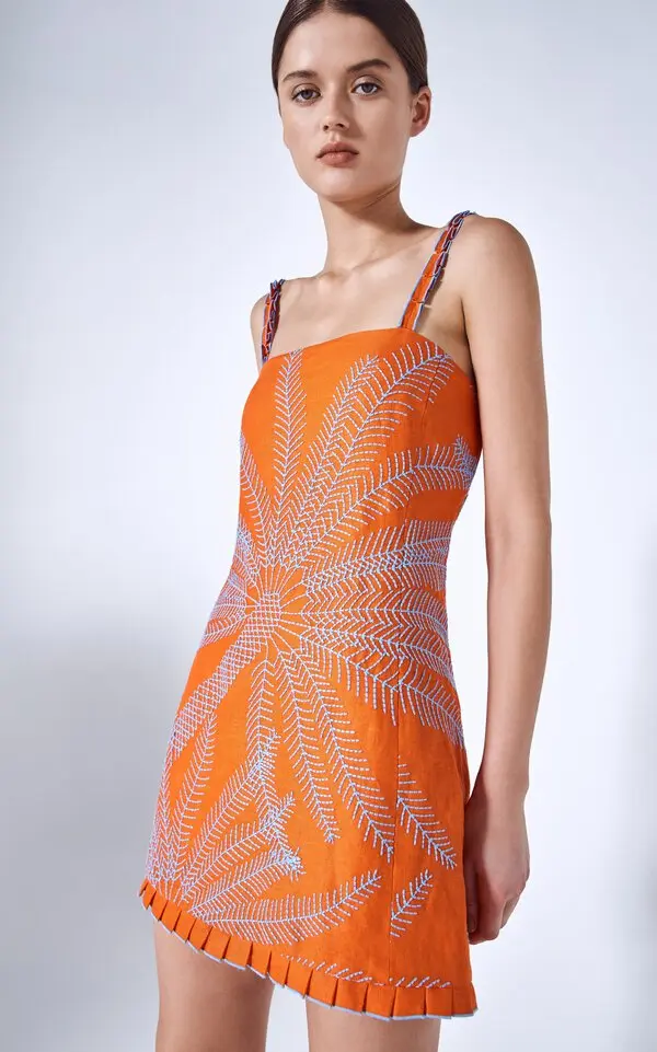 Alexis Rosen Embroidered Mini Dress Xs In Orange - 40% Off | Editorialist