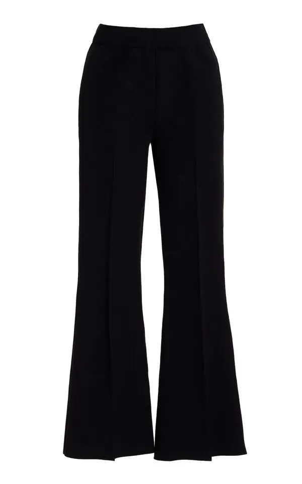 HIGH SPORT Kick Stretch-cotton Knit Cropped Flare Pants - Black