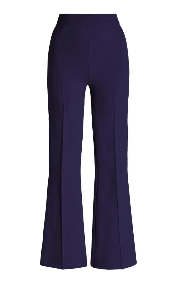HIGH SPORT Kick Stretch-cotton Knit Cropped Flare Pants - Navy