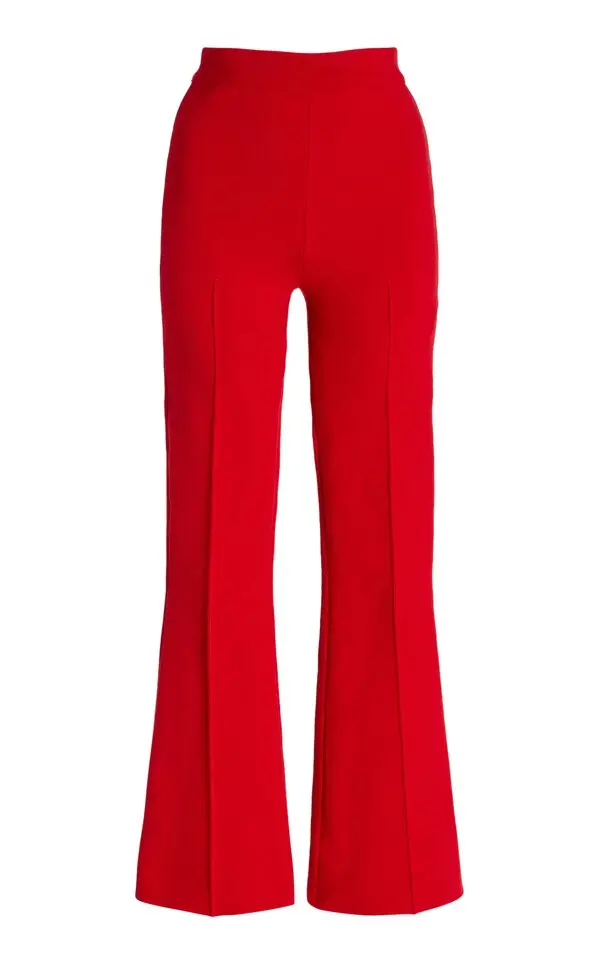 HIGH SPORT Kick Stretch-cotton Knit Cropped Flare Pants - Red