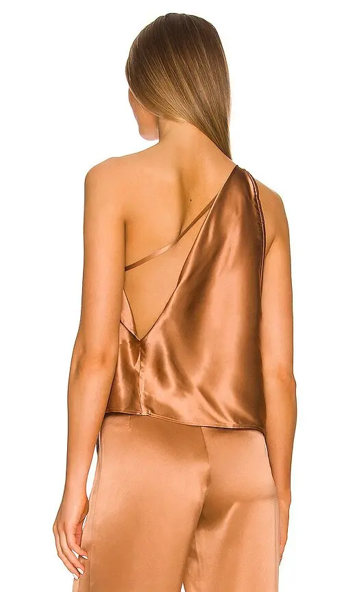 THE SEI One Shoulder Cowl Top In Cognac