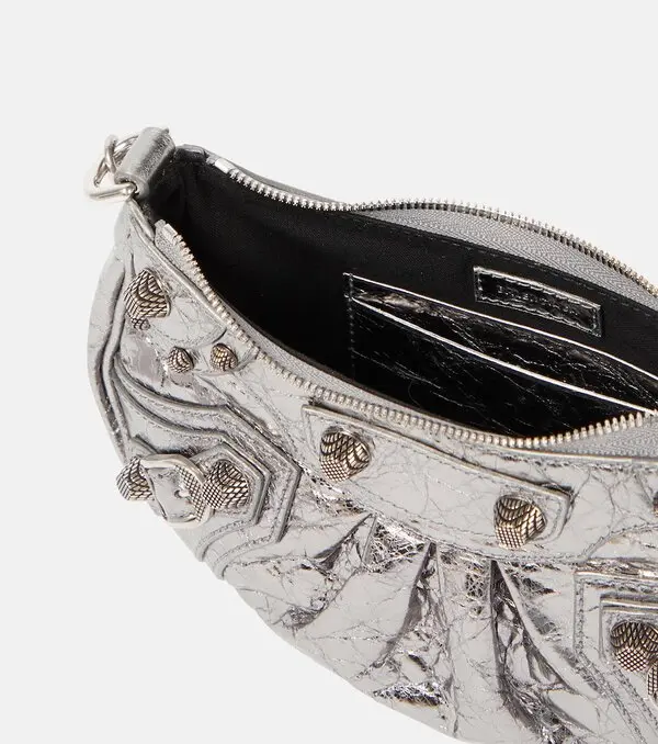 Balenciaga Le Cagole Mini Leather Shoulder Bag - Silver