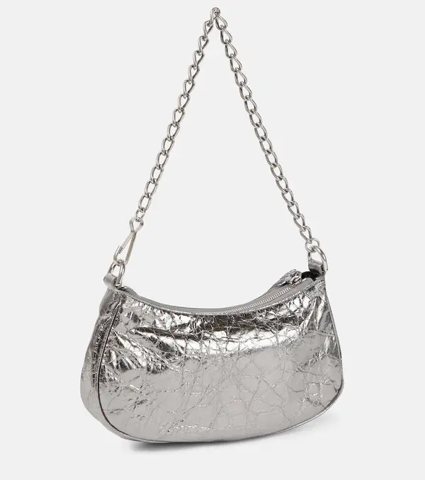 Balenciaga Le Cagole Mini Leather Shoulder Bag - Silver