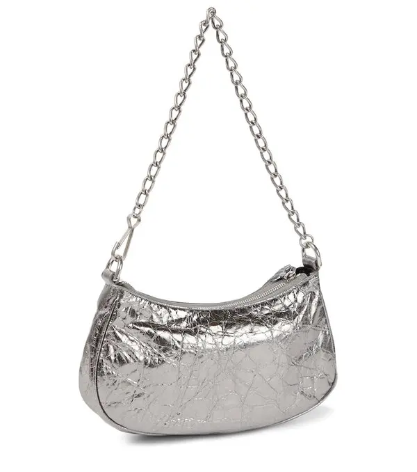 Balenciaga Le Cagole Mini Leather Shoulder Bag - Silver